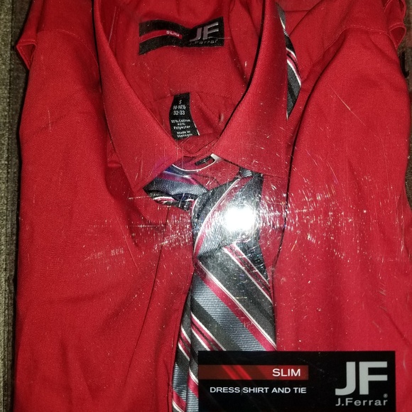 jf j.ferrar | Shirts | Jf Jferrar Red Slim Dress Shirt And Tie | Poshmark